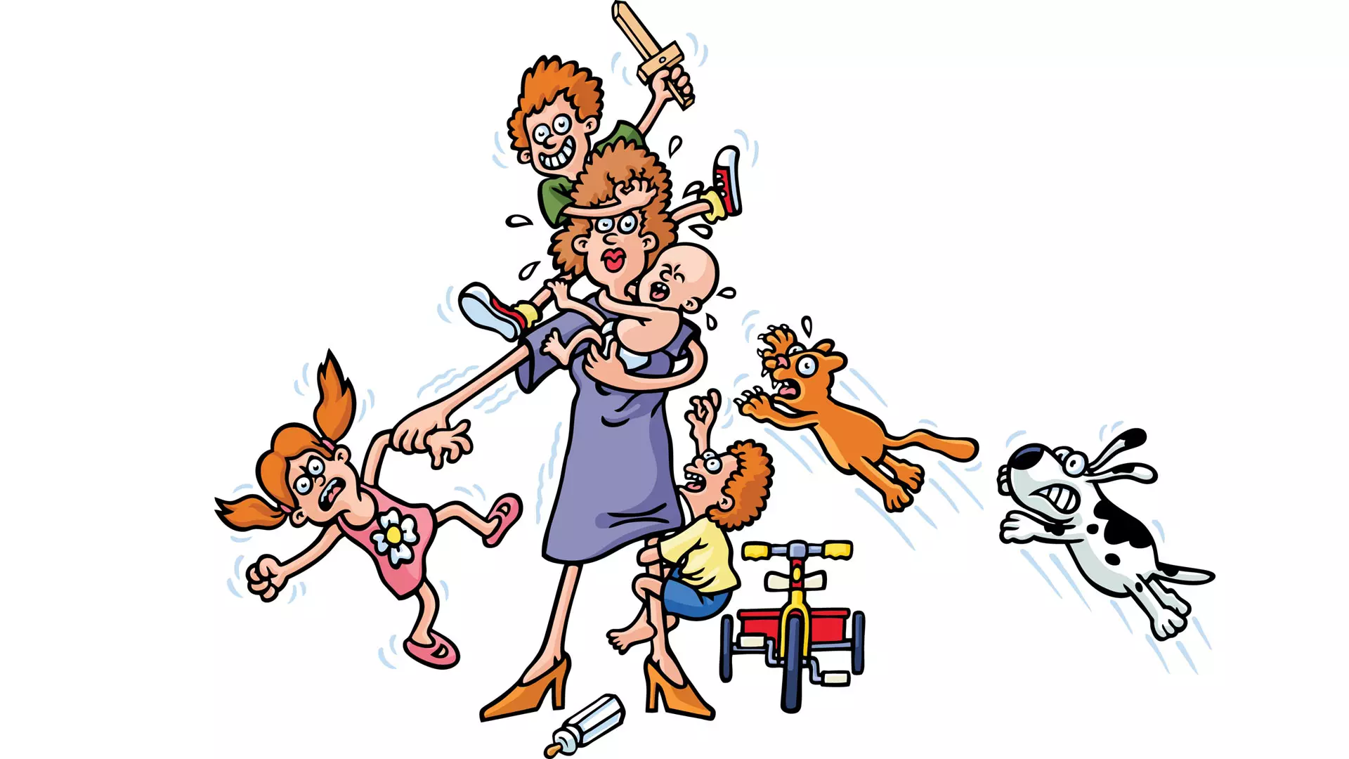 Mama z motnjo hiperaktivnosti pozornosti, ki se trudi držati vse svoje otroke in žonglirati z odgovornostmi