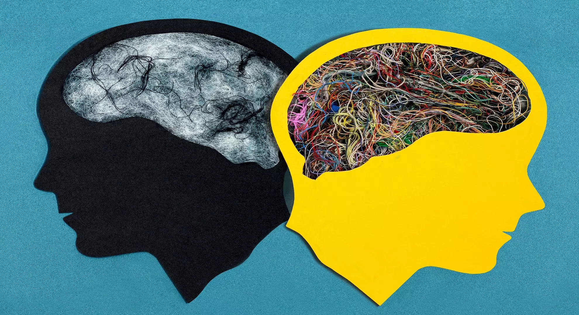 En bild av två hjärnor symboliserar ADHD-komorbiditet, eller dubbla diagnoser