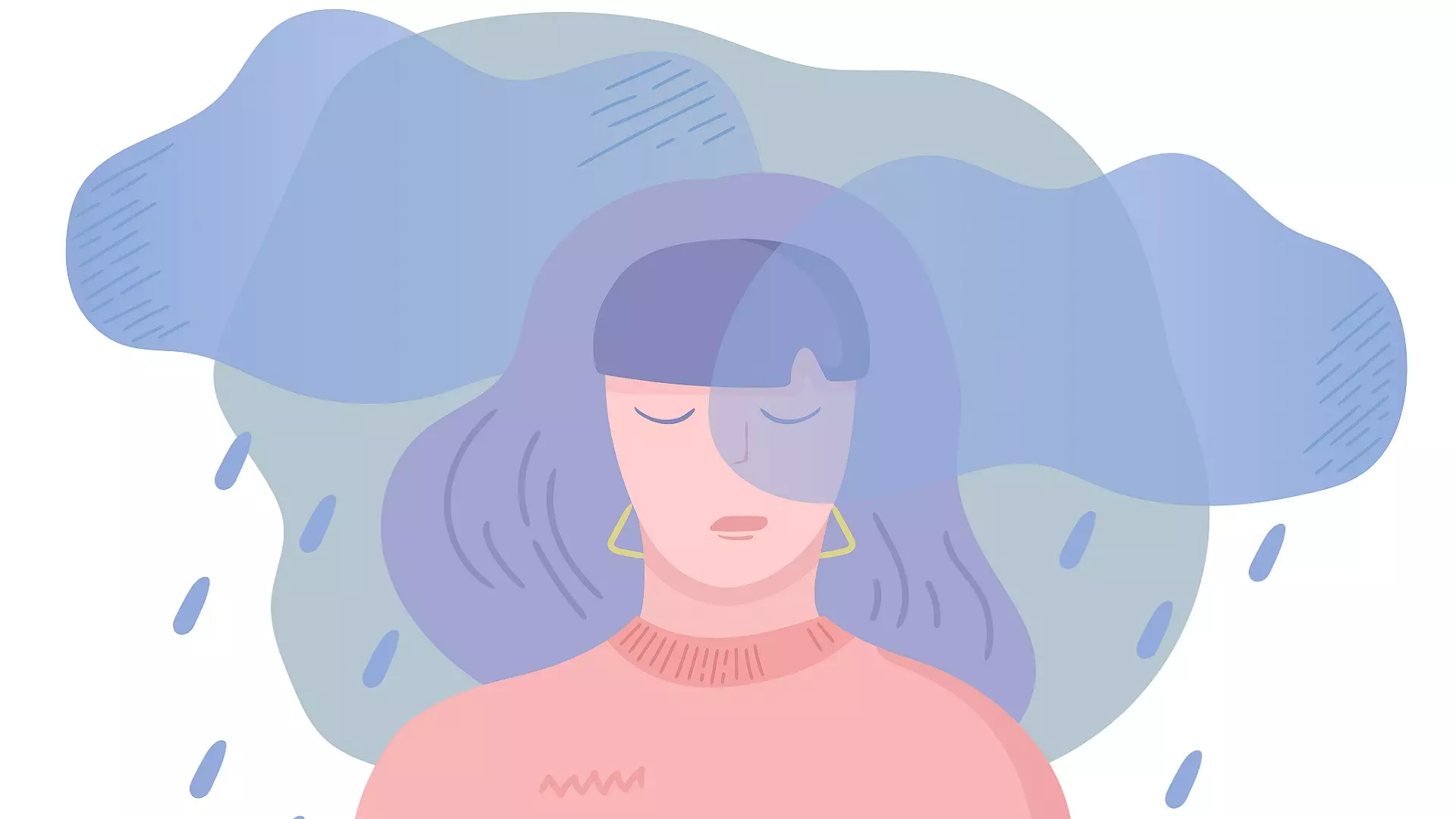 Unha ilustración dunha muller con TDAH e depresión