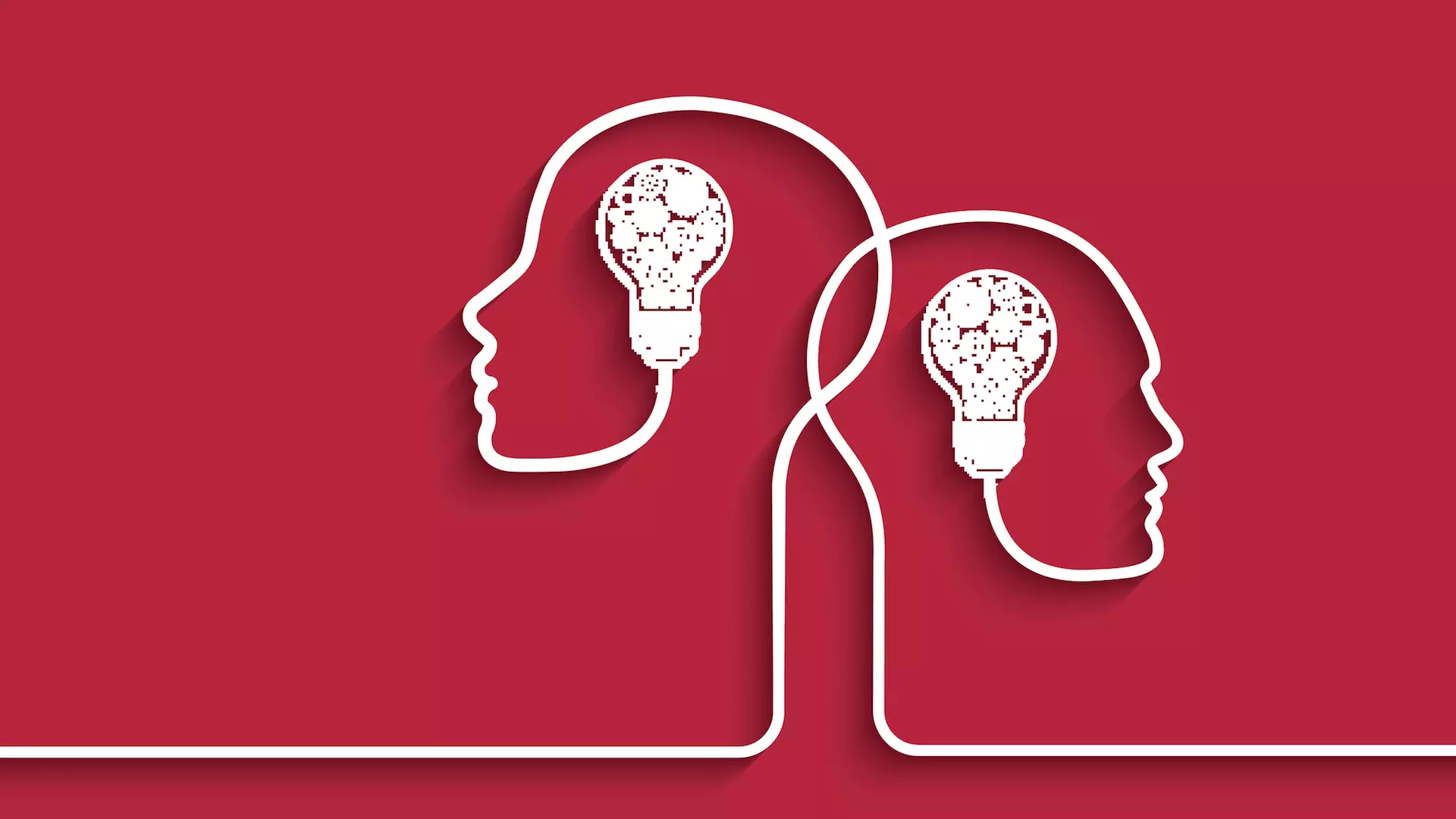 Människohuvuden med glödlampor för hjärnor som representerar kunskapen från en ADHD FAQ